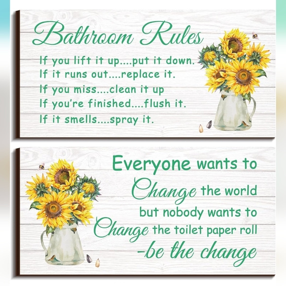 Accents | Sunflower Bathroom Signs | Poshmark